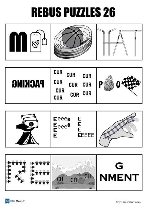 300 Free Printable Rebus Puzzles With Answers Esl Vault Rebus Puzzles Critical Thinking