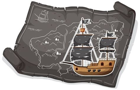 빈티지 해적 보물 지도 프리미엄 벡터