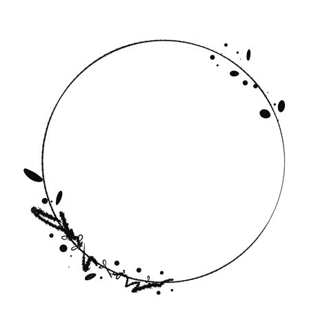 Premium Psd Black And White Round Frame Border With Abstract Spots