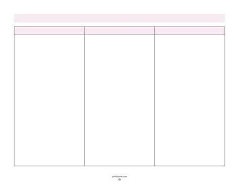 Blank 3 Column Chart Templates Free 3 Column Tables Pdfs