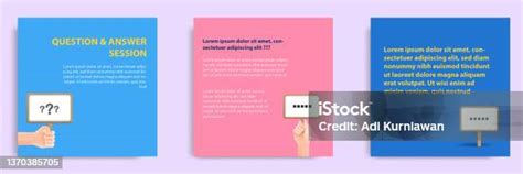 소셜 미디어 유익한 Faq 게시물 배너 템플릿 레이아웃 디자인 3d 만화 스타일 손을 잡고 질문 답변 나무 보드와 멀티 컬러 배경 상자에 대한 스톡 벡터 아트 및 기타