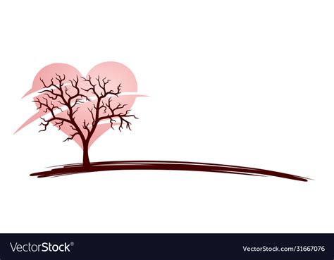 Tree Symbol With Heart Royalty Free Vector Image