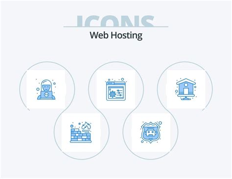 Web Hosting Blue Icon Pack 5 Icon Design Index Page Technical Home