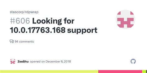 Looking For 10 0 17763 168 Support Issue 606 Stascorp Rdpwrap GitHub
