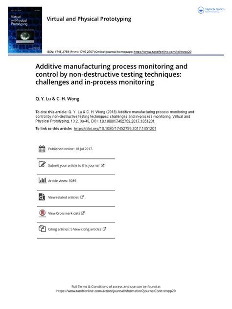 Additive Manufacturing Process Monitoring And Control By Non
