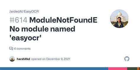 ModuleNotFoundError No Module Named Easyocr Issue 614 JaidedAI
