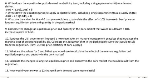 Solved Table 1 Long Run Elasticities Of Supply And Demand