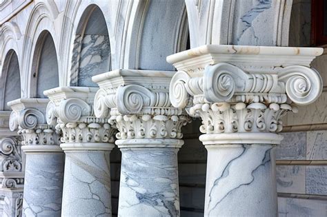 Intricate Detail Of Ancient Ionic Architectural Detail Carved In Stone
