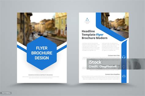 육각형와 장소는 사진에 대 한 벡터 전단지의 표준 크기의 템플릿 책자에 대한 스톡 벡터 아트 및 기타 이미지 책자 가리기 개념 Istock