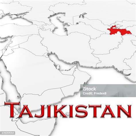 나라와 타지 키스탄의 3d 지도 흰색 배경 3d 그림에 강조 표시 된 빨간색 이름 0명에 대한 스톡 사진 및 기타 이미지 0명 3차원 형태 개념 Istock