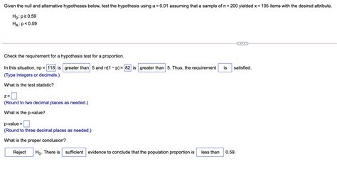Solved Given The Null And Alternative Hypotheses Below Test Chegg