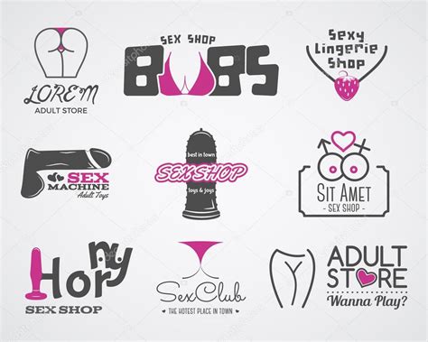Collection Of Cute Sex Shop Logo And Badge Design Templates Sexy Labels Set Vector Xxx