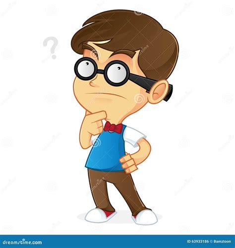Nerd Geek Thinking Seriously Stock Vector Illustration Of Nerd White