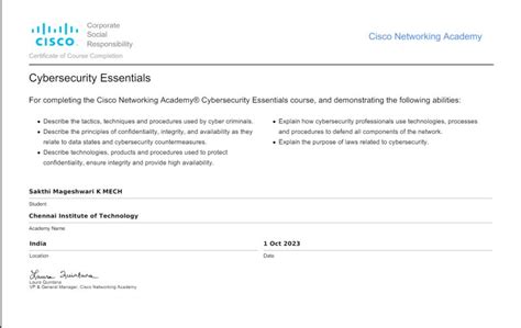 Sakthi Mageshwari K On Linkedin Cybersecurity Cisco Professionaldevelopment Infosec