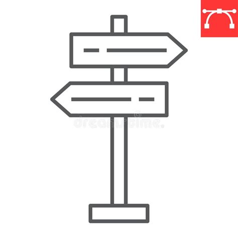 Signpost Line Icon Stock Vector Illustration Of Guidepost 296156731