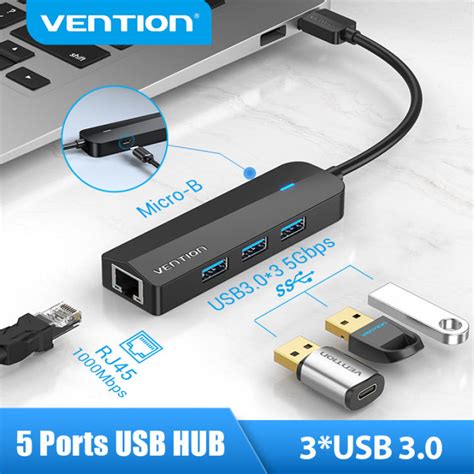 Vention USB HUB RJ HUB Network Adapter Ports USB Hub Gigabit Ethernet Adapter Usb C Hub