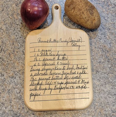 Engraved Handwriting Recipe Oak Cutting Board With Handle Etsy