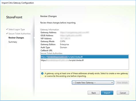 Import A Citrix Gateway Storefront™ 2203