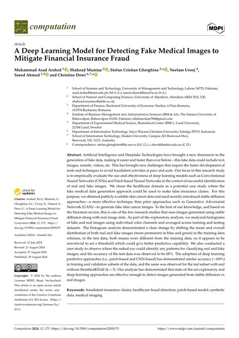 Pdf A Deep Learning Model For Detecting Fake Medical Images To Mitigate Financial Insurance Fraud