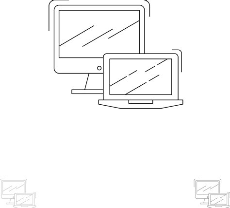 Computer Business Laptop Macbook Technology Bold And Thin Black Line Icon Set 17995692 Vector