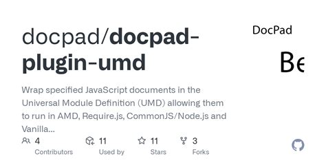 Github Docpad Docpad Plugin Umd Wrap Specified Javascript Documents In The Universal Module