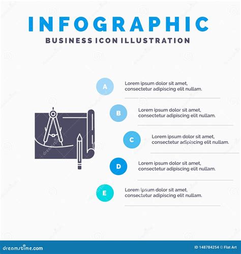 Blueprint Architecture Blueprint Construction Paper Plan Solid Icon Infographics 5 Steps
