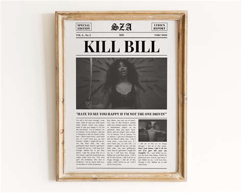 Sza Retro Newspaper Print Kill Bill Lyrics Print Sos Poster Sza