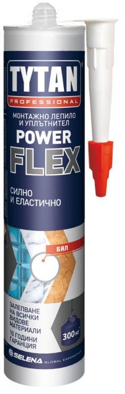 Монтажно лепило Tytan Professional Power Flex MS полимер бял / 290 мл ...