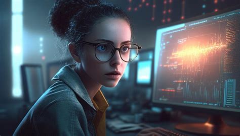 Premium Photo She Is A Brilliant Programmer A Nerdy Young Computer Programmer Poring Over Data