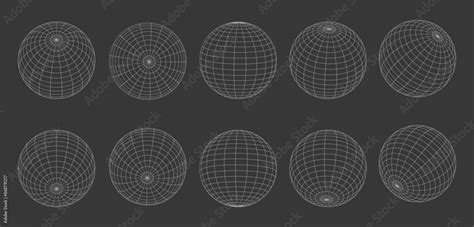 Globe Grid Spheres Striped 3d Wireframe Spheres Geometry Globe Grid Earth Latitude And