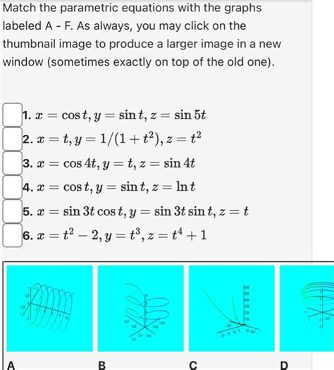 Solved Match The Parametric Equations With The Graphs