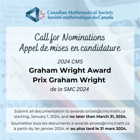 Call For Nominations 2024 Cms Graham Wright Award Cms Notes