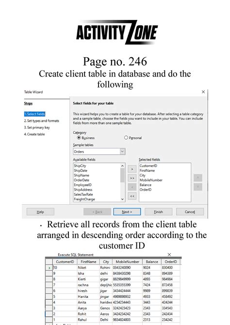 It Practical Databae Management 2 Page No 246 Create Client Table In