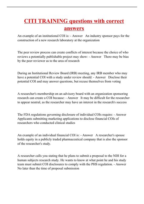 CITI TRAINING Questions With Correct Answers CITI Good Practice Course Stuvia US