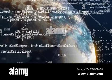 digital animation of program codes and asymmetrical lines with numbers