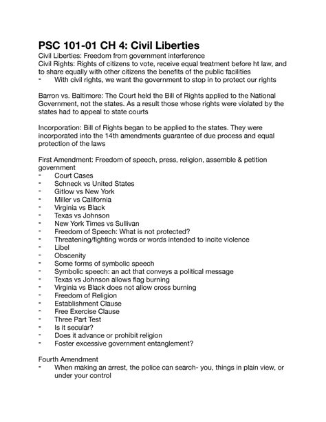 Psc 101 01 Ch 4 Civil Liberties Psc 101 01 Ch 4 Civil Liberties Civil Liberties Freedom