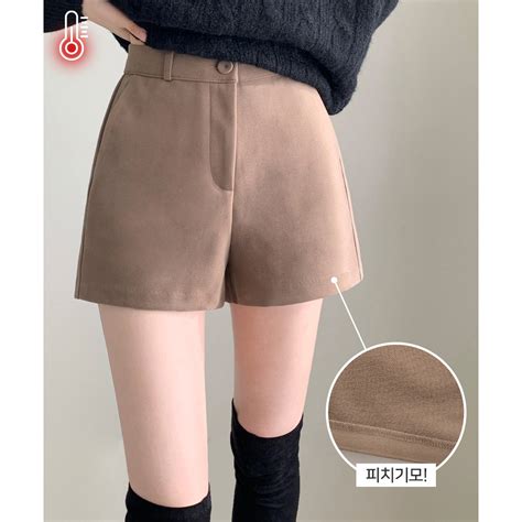 자스민벨 기모안감‍🔥겨울용 마론디 모직 기모 A라인 반바지 스판 도톰 하이웨스트 숏팬츠