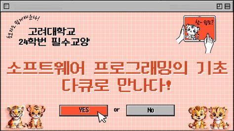 고려대학교 필수 교양 Sw 프로그래밍의 기초 다큐 Youtube