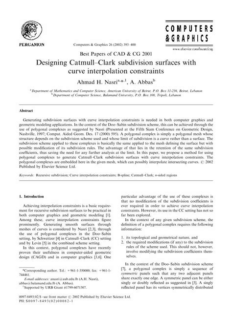 Pdf Designing Catmull Clark Subdivision Surfaces With Curve Interpolation Constraints