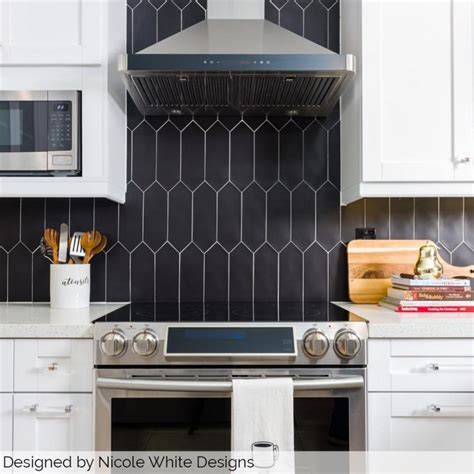 Aliante Black 4x12 Picket Matte Porcelain Tile Black Backsplash
