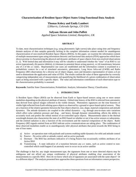 pdf characterization of resident space object states using characterization of non