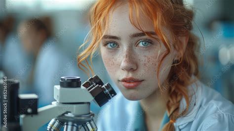 Group Of College Students Performing Experiment Using Microscope In