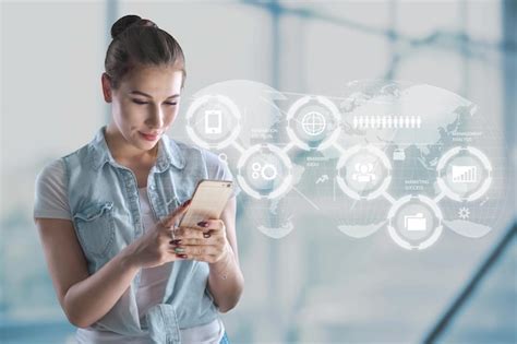 Premium Photo Mobile Communication Network Concept Woman Using Phone