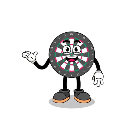 Premium Vector Dart Board Cartoon With Welcome Pose