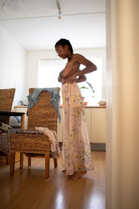 Ebony Teen With A Sweet Ass And Big Tits Selena D Dresses In A White