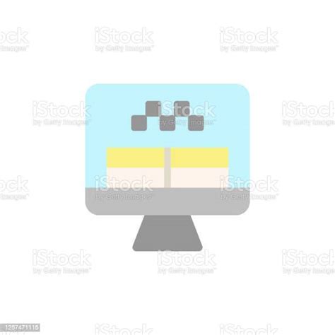 예약 컴퓨터 아이콘 Ui 및 Ux 웹 사이트 또는 모바일 응용 프로그램에 대한 택시 서비스 아이콘의 간단한 색상 벡터 요소 개념에 대한 스톡 벡터 아트 및 기타 이미지