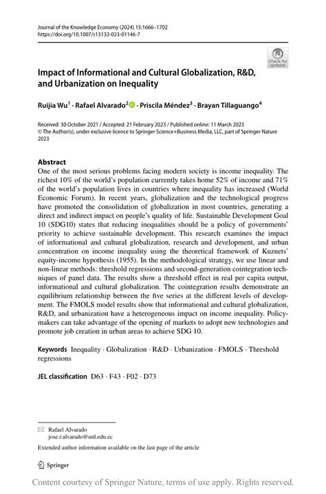 Impact Of Informational And Cultural Globalization Randd And