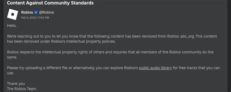 Why Does My Audio Keep Getting Removed Removed For Violations Of Roblox Terms Of Use