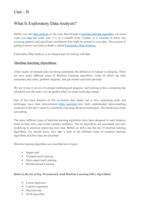 db da unit ii asfwfdwedfwed unit ii what is exploratory data analysis before you start