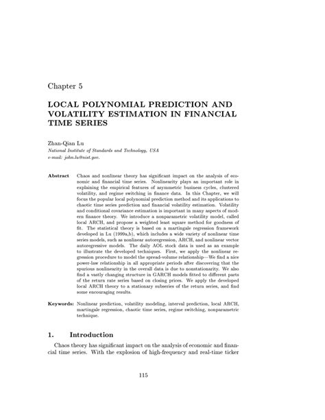 Pdf Local Polynomial Prediction And Volatility Estimation In